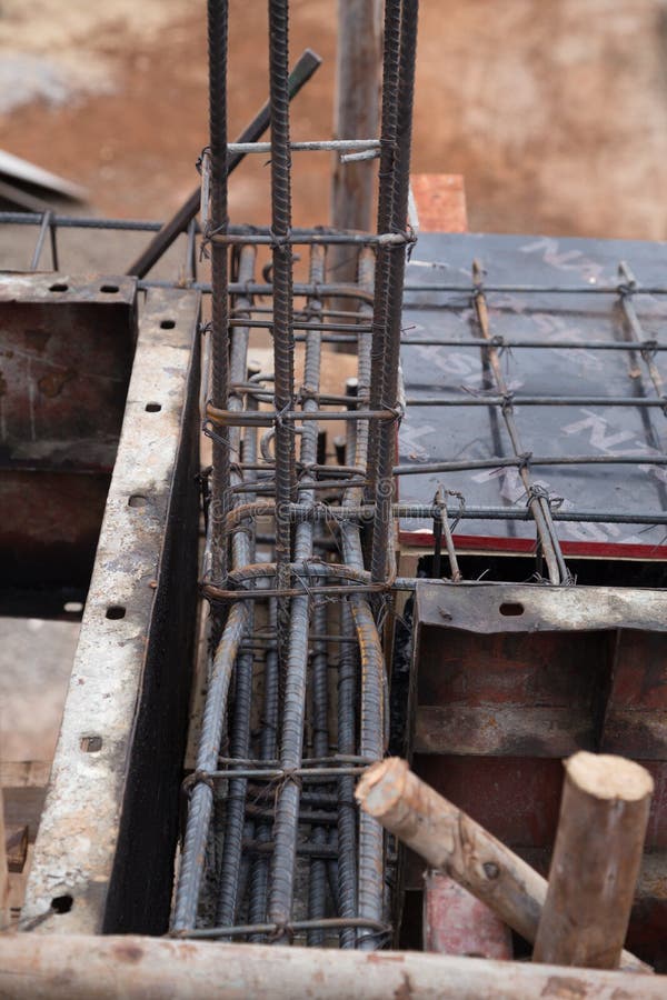 Pillar and Beam Being Constructed Stock Image - Image of metal ...