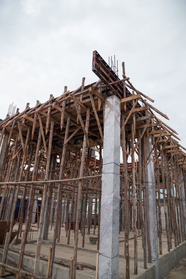 Pillar and Beam Being Constructed at Construction Site Stock Image ...