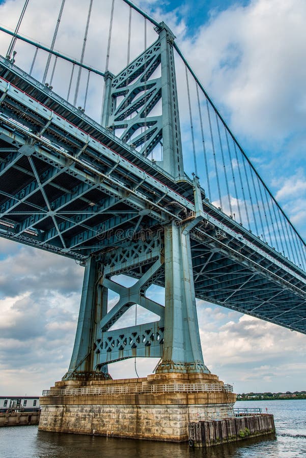 Pillar of the Benjamin Franklin Bridge in Philadelphia Stock Photo ...