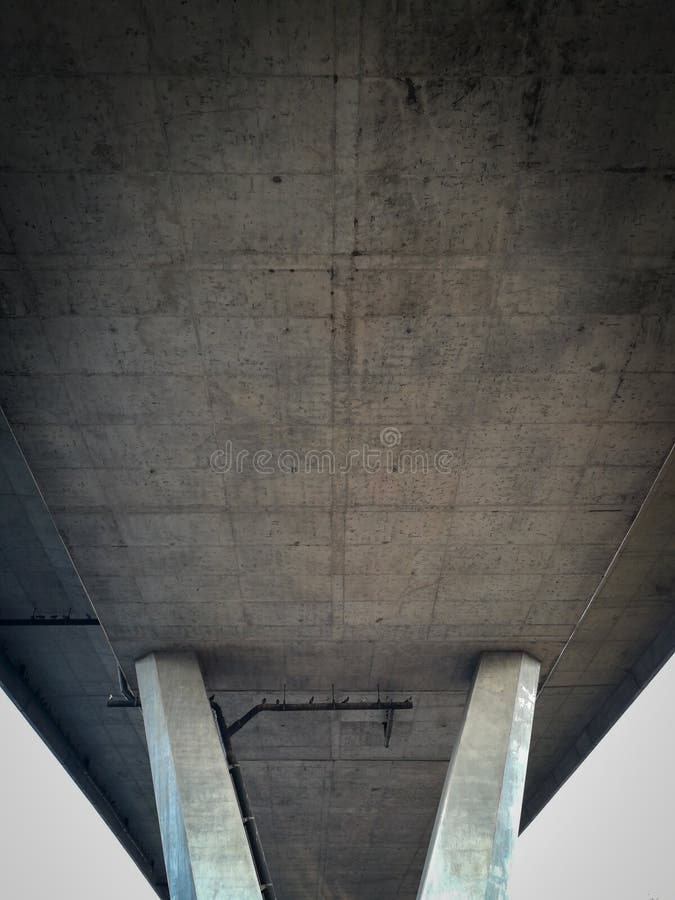 Pillar of Bridge. Underside of an Elevated Roads. Gray Pillars Support ...