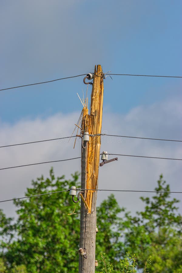 A Pillar is Broken by a Strong Lightning in a Thunderstorm Stock Image ...