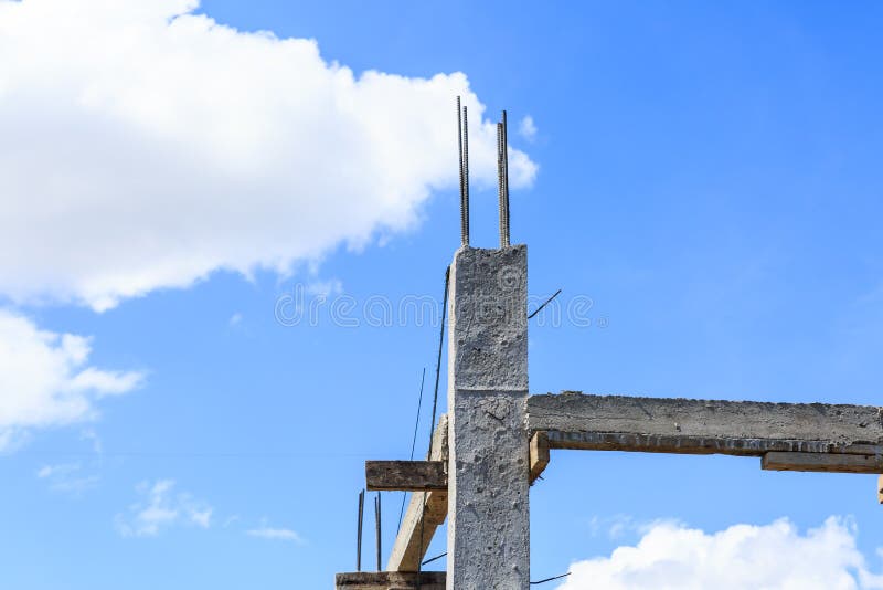 Pillar Cement with Steel Rod in Construction Stock Photo - Image of ...