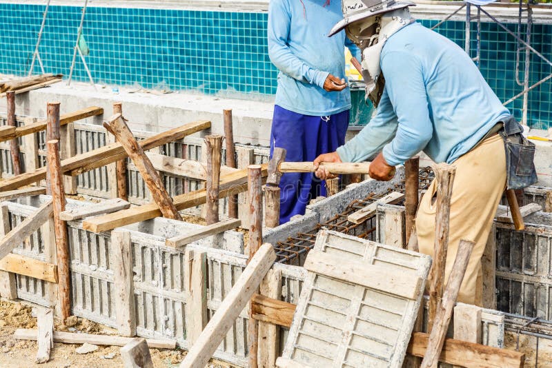 Pillar Cement with Steel Rod in Construction Stock Image - Image of ...