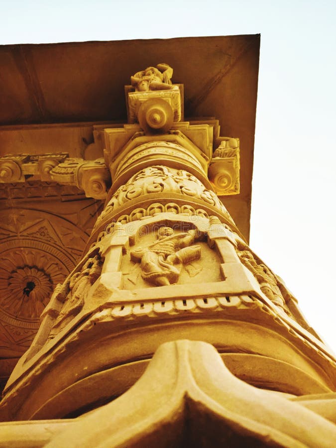 Pillar Design with Clear Sky Close Up Stock Image - Image of daylight ...