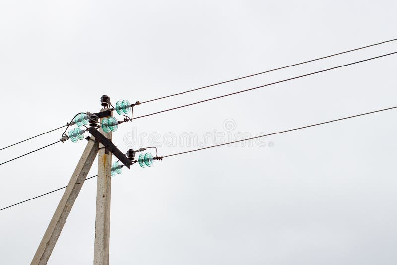 Pillar Electricity Wire on the Background of Sky Stock Photo - Image of ...