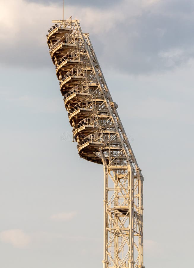 A Pillar with Floodlights at the Stadium Stock Image - Image of shiny ...