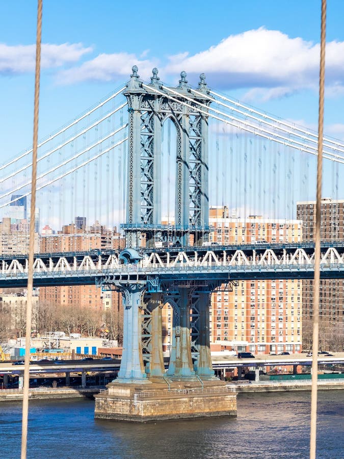 Brooklyn Bridge Pillar stock photo. Image of architecture - 85125182