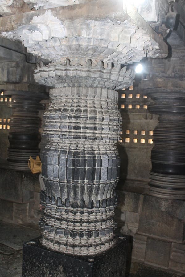 A Pillar in a Monument of an Ancient Indian Temple. Difficult Circular ...