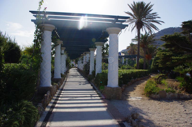 Pillar Path in Rhodes Greece Stock Photo - Image of blue, pillar: 147514894