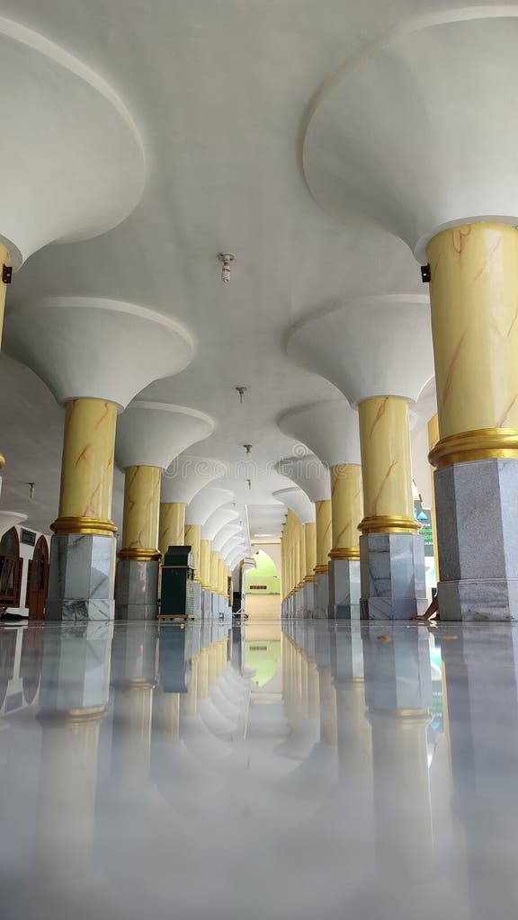 Pillar and Their Shadow in the Large Mosque Stock Photo - Image of ...