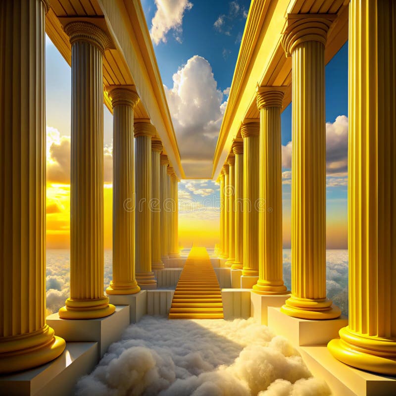 Pillar Wall Background with White Clouds Flying Out the Tunnel ...