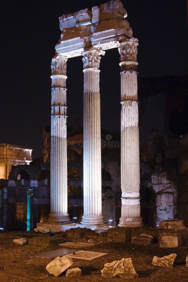Pillars stock photo. Image of ruins, night, lights, roman - 2022026