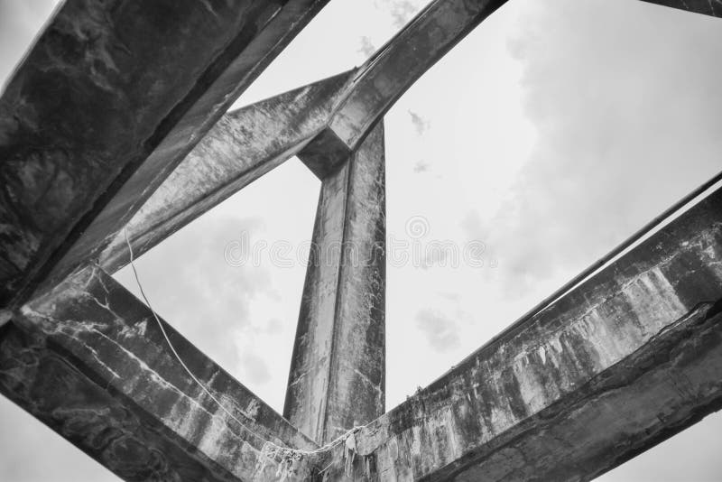 The Pillars of a Bridge Looking from Below Stock Photo - Image of ...