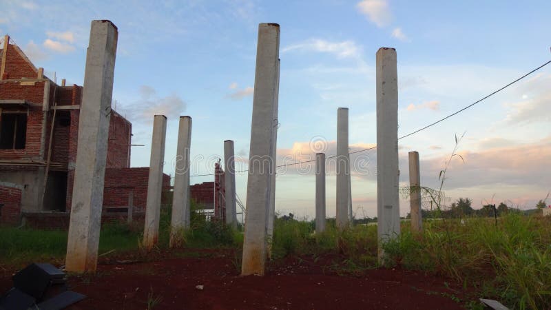 Pillars Construction of the House Stock Photo - Image of house ...