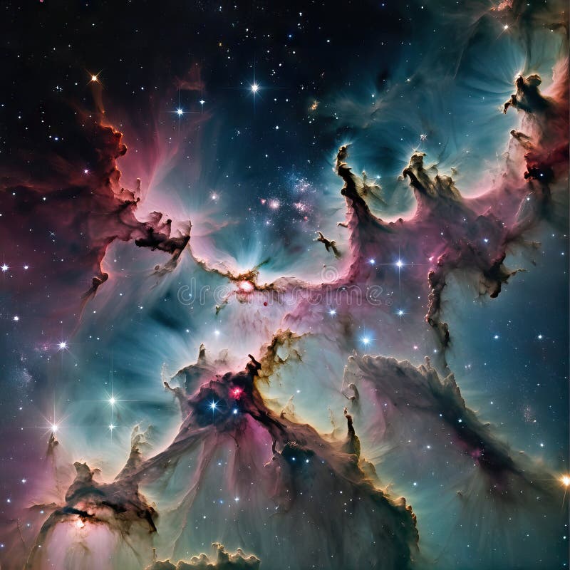 Colorful Nebula and Interstellar Dust Clouds Creating Majestic Space ...