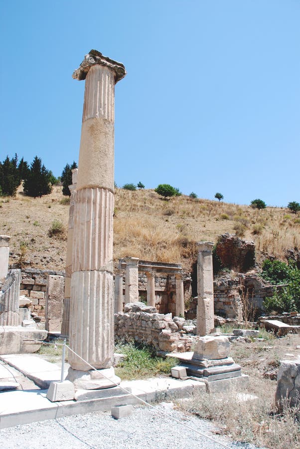 Pillars at Ephesus, Izmir, Turkey, Middle East Stock Photo - Image of ...