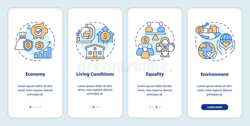 Pillars of Inclusive Growth Index Onboarding Mobile App Screen Stock ...