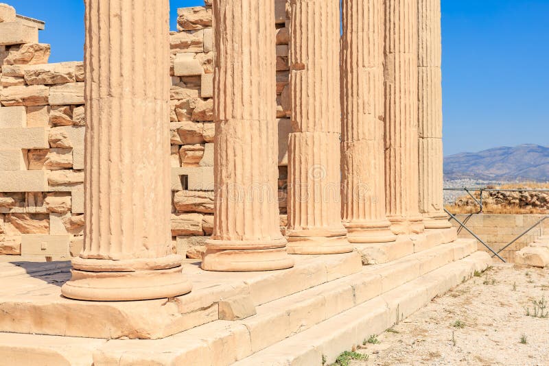 The Pillars are Made of Stone and are Very Tall, Acropolis in Athens ...