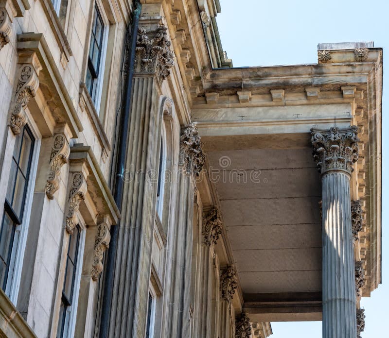 Pillars on a Old Building in a Small Town Stock Image - Image of arch ...