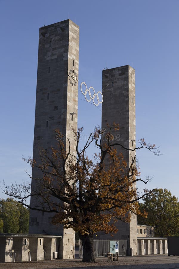 Pillars of the Olympic Stadium Editorial Photography - Image of rings ...