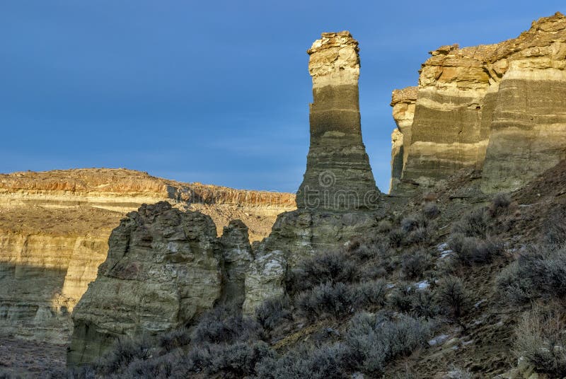 Rock Pillars In The Western Desert At Sunset Stock Photo - Image of ...
