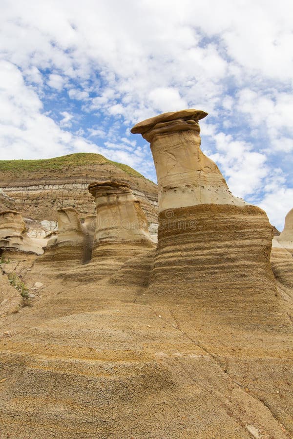 Pillars of Sandstone Form Hoodoos in the Prairies of Alberta, Canada ...