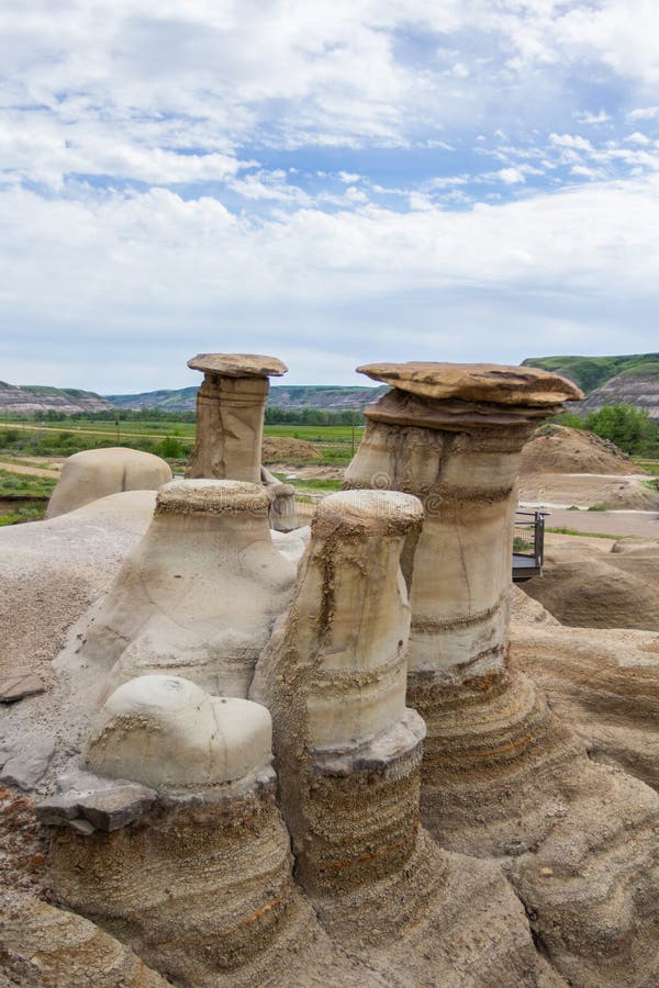Pillars Sandstone Form Hoodoos Prairies Alberta Canada Stock Photos ...