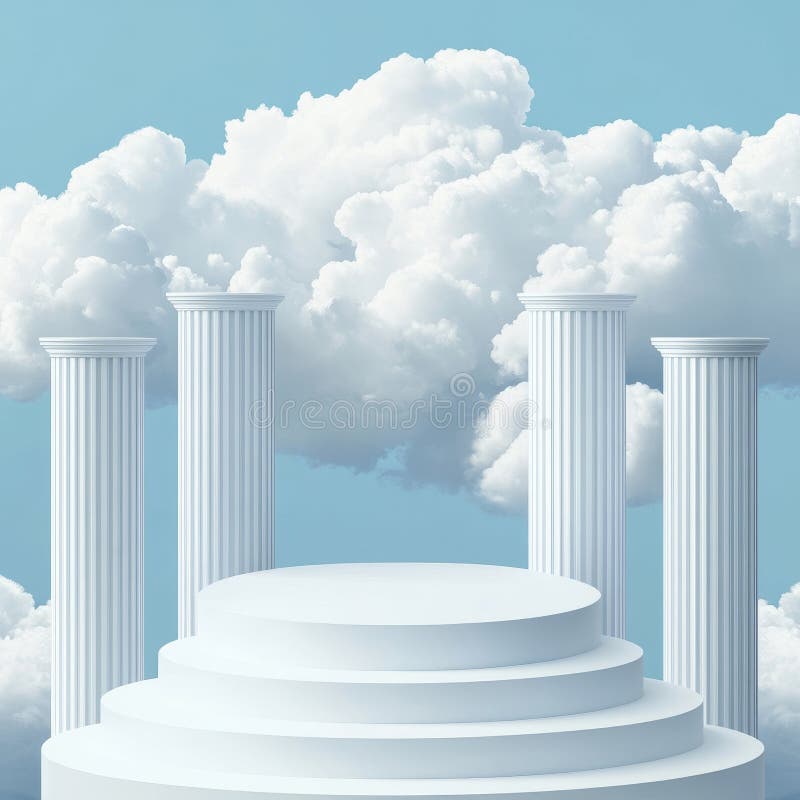 Pillars in the Sky with Clouds. 3d Vector Illustration Stock ...