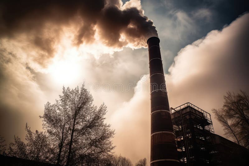 Pillars of Smoke Rise Dramatically from an Industrial Chimney Stack ...