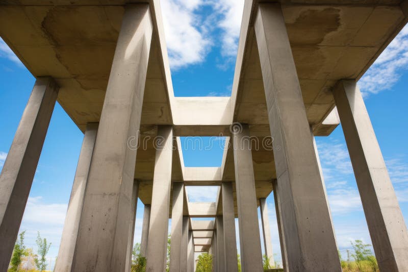 Pillars Supporting a Concrete Bridge Structure Stock Image - Image of ...