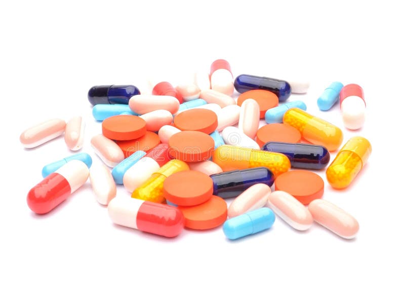 Medikation-Tabletten Auf Weißem Hintergrund Stockfoto - Bild von hilfe ...