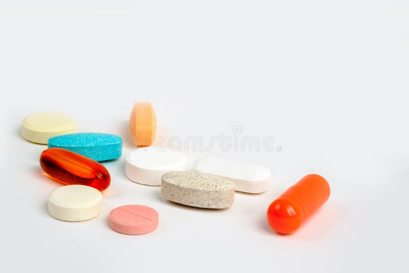 Pillola Medica Assortita, Compressa E Capsula Fotografia Stock ...