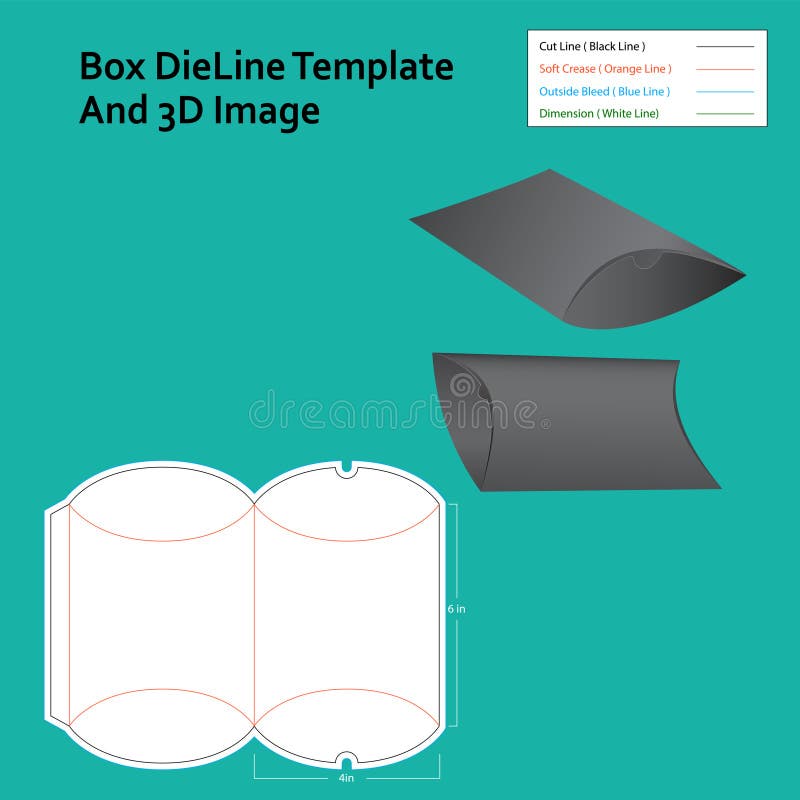 Pillow Box Dieline Template, Vector Design Stock Vector - Illustration ...