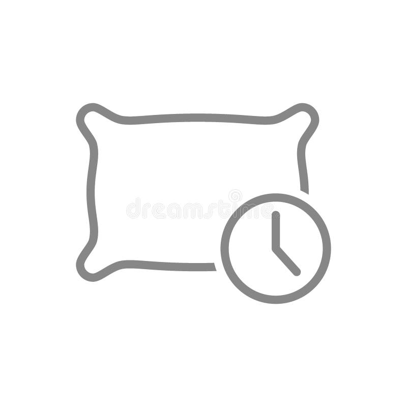 Pillow with a Clock Line Icon. Planning a Sleep Schedule Symbol. Vector ...