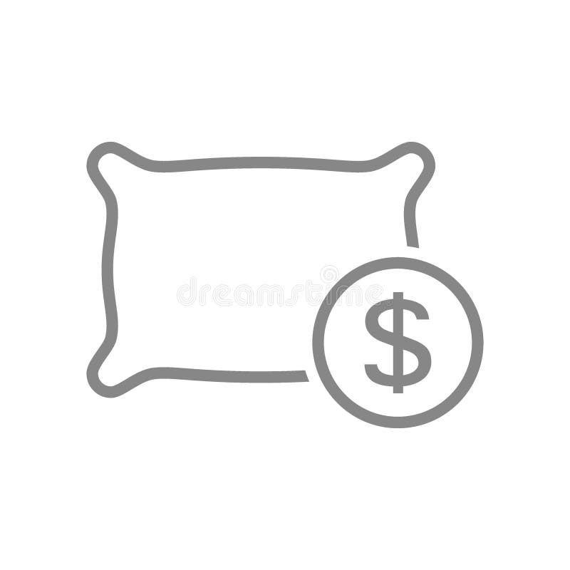 Pillow with Coin Line Icon. Comfortable Fluffy Pillow Symbol. Vector ...