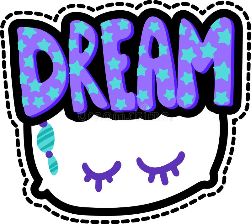 Pillow with Dream Lettering Stitched Frame Patch Stock Vector ...