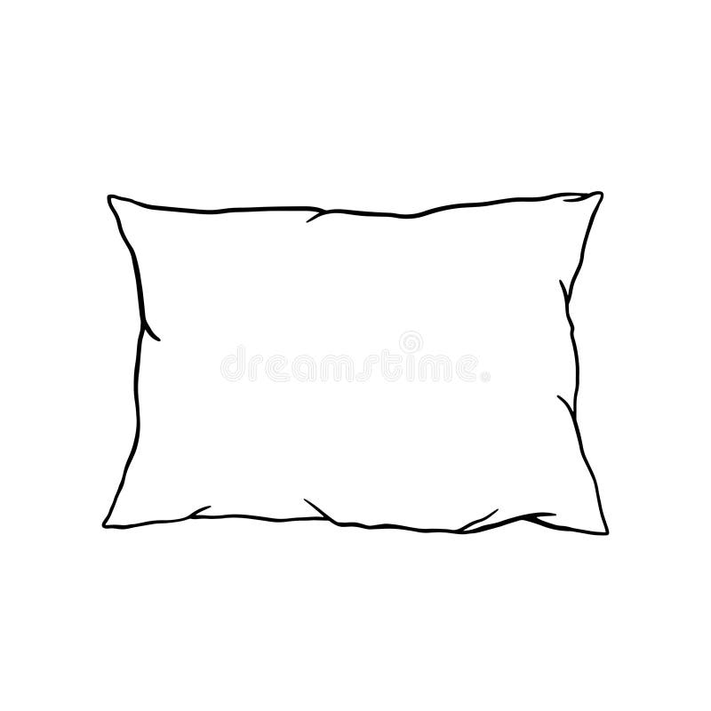 Pillow Outline Icon. Vector Doodle Sketch Isolated on White Stock ...