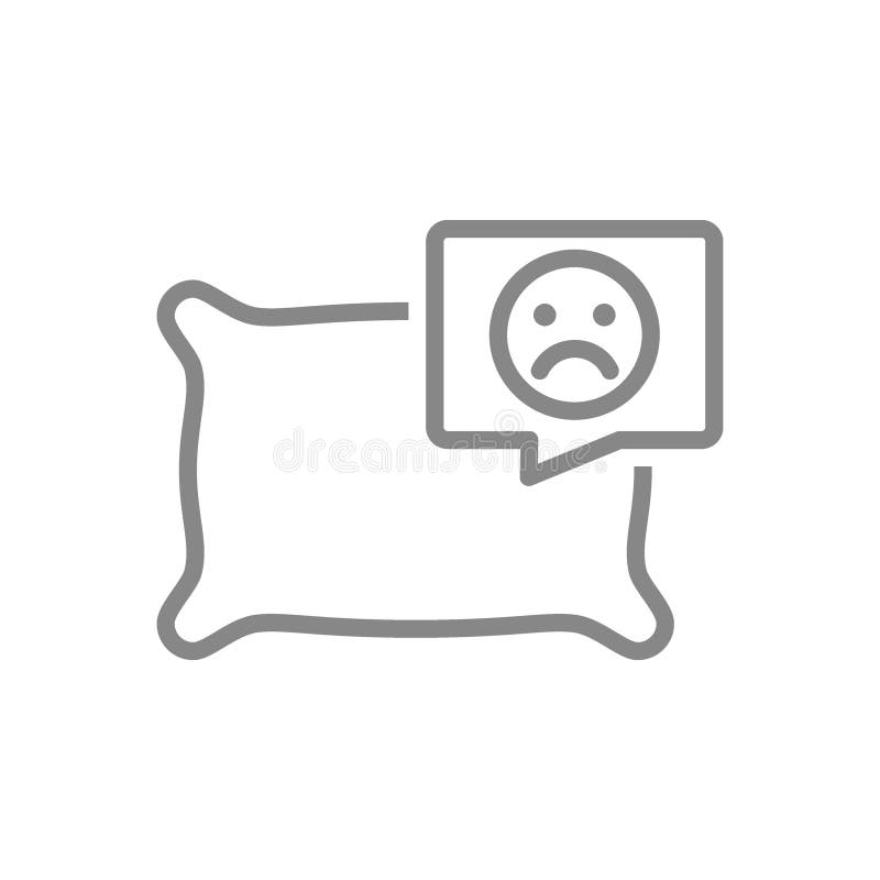 Pillow with Sad Face in Speech Bubble Line Icon. Comfortable Pillow for ...