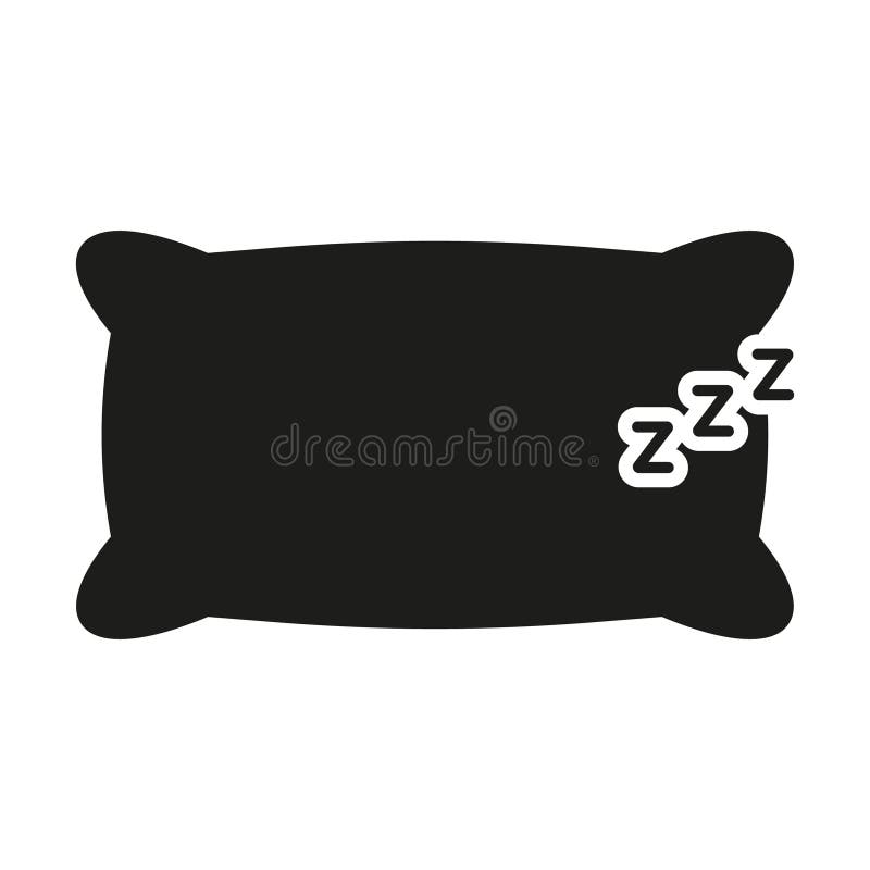 Pillow Silhouette Icon with Zzz Symbol. Sleep and Rest Solid Pictogram ...