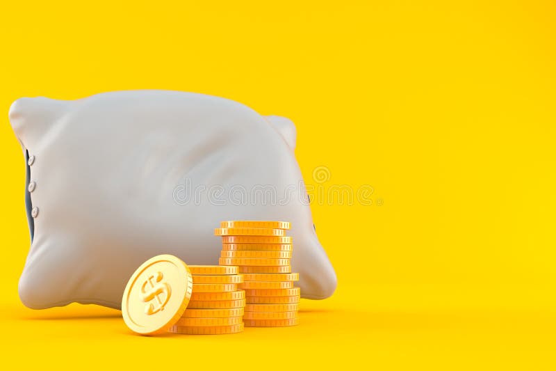 Pillow with stack of coins stock illustration. Illustration of coin ...
