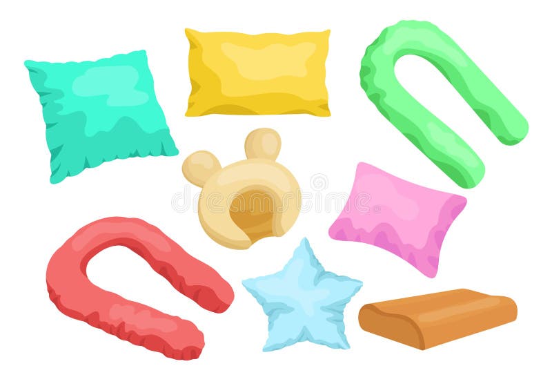 Pillows of Different Shapes Vector Illustrations Set Stock Vector ...
