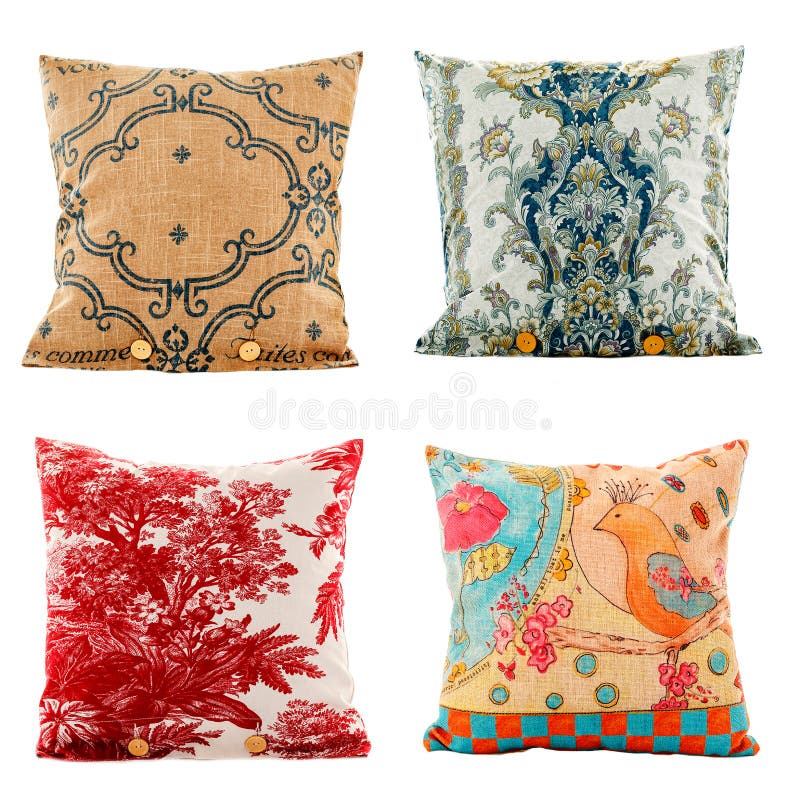 Pillows, Pillows Multi Colored with Patterns Stock Photo - Image of ...