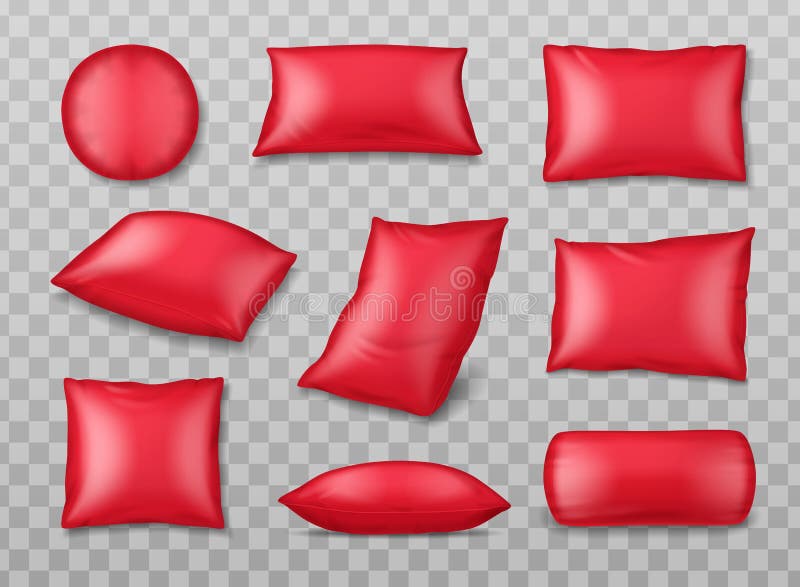Red Inflatable Pillows Set stock vector. Illustration of comfort ...