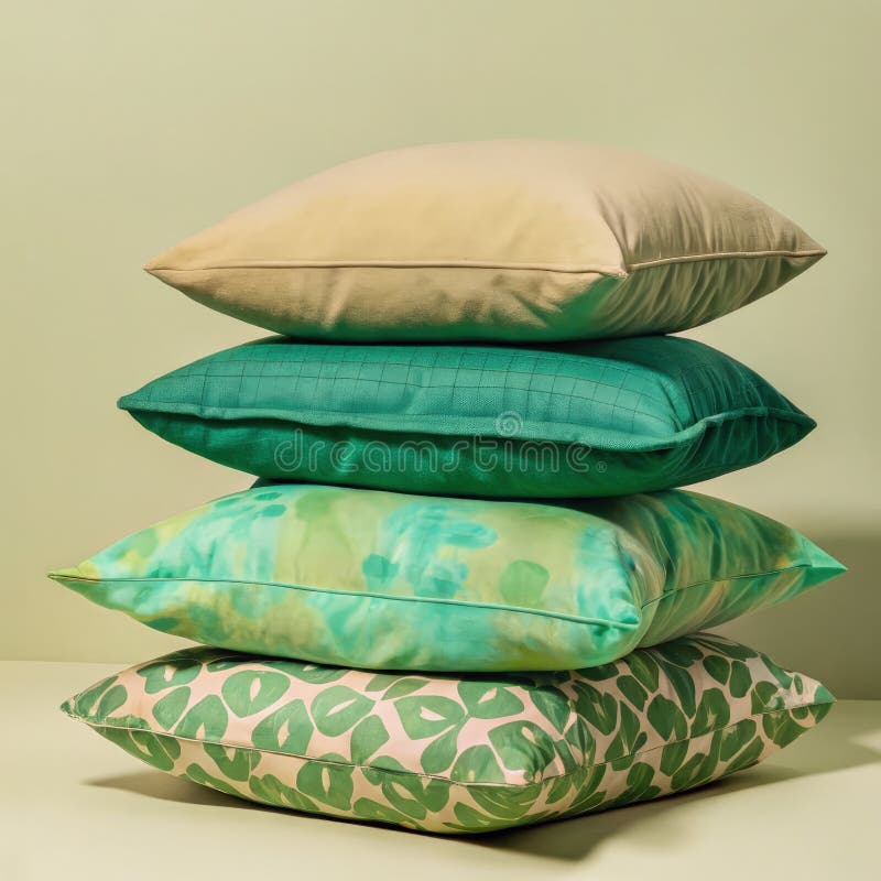 Pillows Stacked in Vibrant Colors and Patterns on a Soft Surface ...