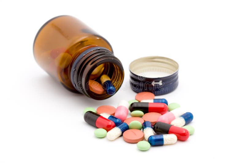 Prescription Medication in Pharmacy Pill Vials Stock Photo - Image of ...