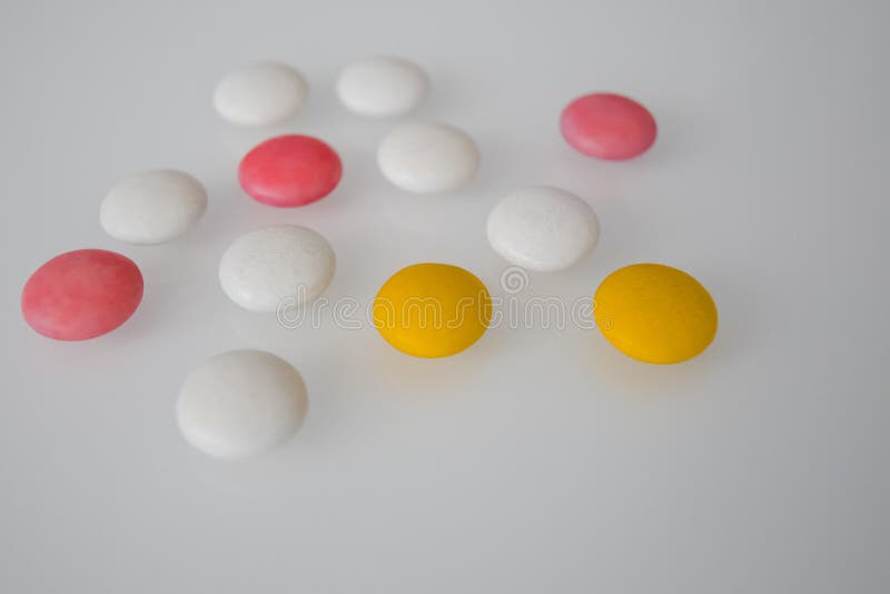 Pills or Candy of Different Colors in a Mess Stock Photo - Image of ...