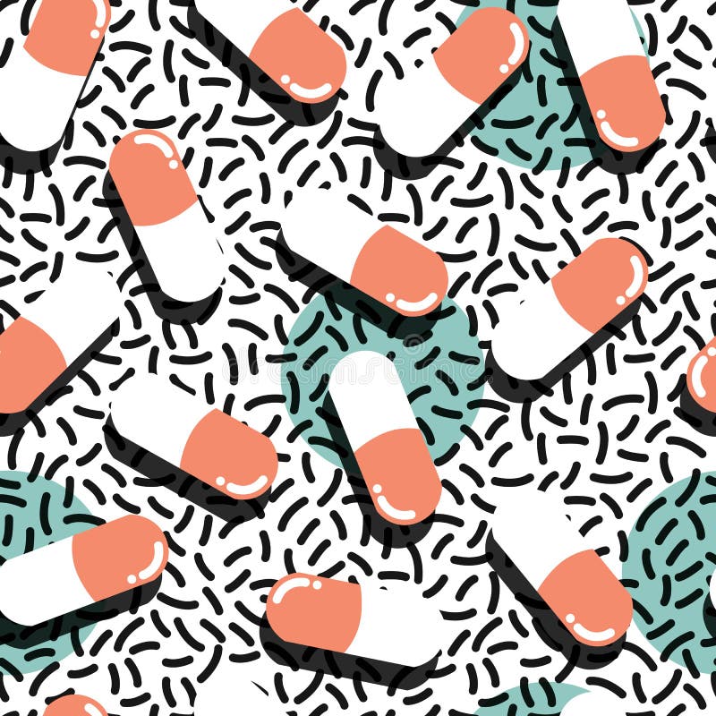 Pills and Capsules Seamless Pattern, Pop Modern Design, Bold Colors and ...