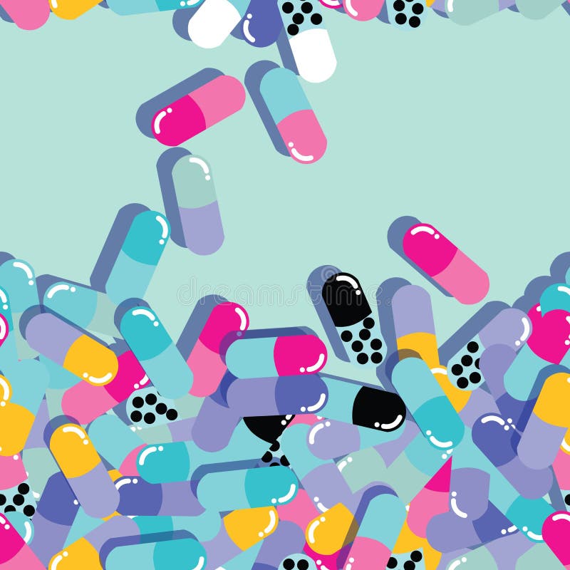 Pills and Capsules Seamless Pattern, Pop Modern Design, Bold Colors and ...