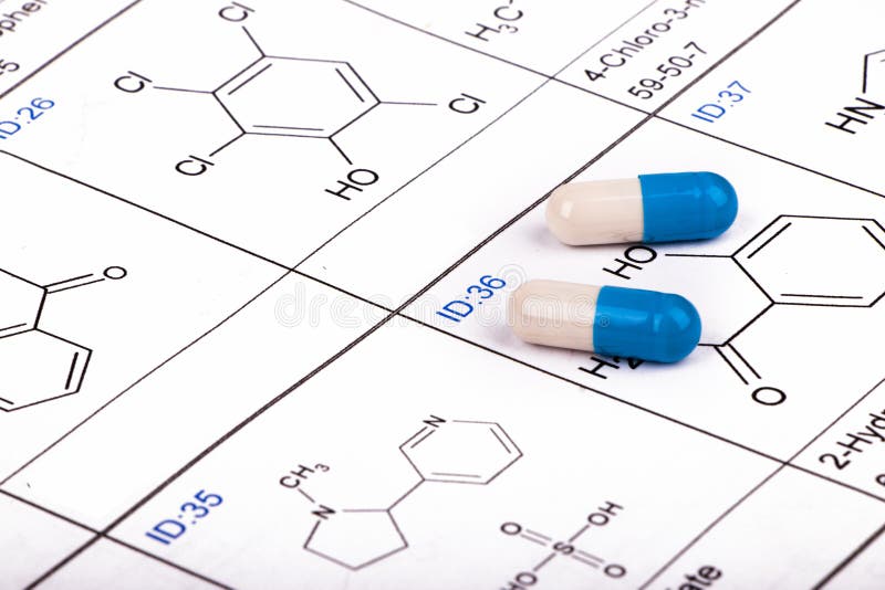 Pills on Chemical Structure Stock Image - Image of illness, care: 43357571