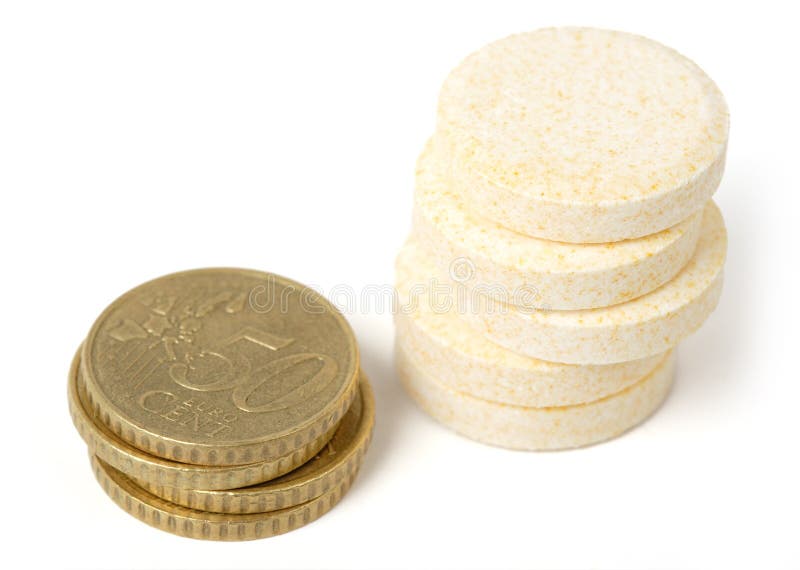 Pills and coins stock photo. Image of medicine, coins - 4724234